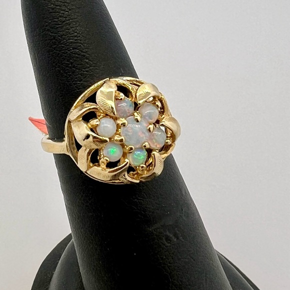 JohnnyN | Jewelry | Vintage 4k Yellow Gold Opal Flower Design Ring ...
